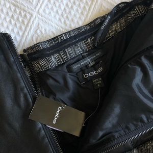 bebe | Dresses | Nwt Bebe Leather Bustier Corset Wool Tweed Dress 8 ...